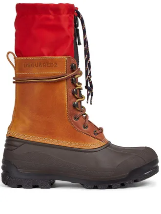 Dsquared2 bottines en cuir &agrave; empi&egrave;cements - Marron