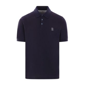 Brunello Cucinelli Baumwoll-Piqu&eacute;-Poloshirt - - Tops - Herren - Blau - XL