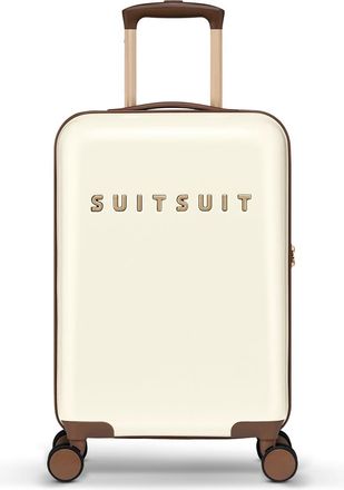 SuitSuit Handgepäck Koffer mit 4 Rollen 55 x 35 x 20 cm - Hartschalen Kabinentrolley mit TSA-Schloss - Fab Seventies Antique White