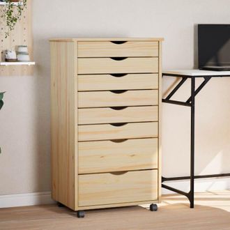 vidaXL vidaXL Cabinet Roulant avec Tiroirs avec roue MOSS Vernis transparent