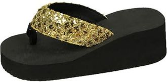 Generic Chaussures &agrave; talon compens&eacute; pour femme - Noir - Chaussons de plage avec talon creux - Pantoufles d&eacute;contract&eacute;es - Sandales compatibles avec les chaussu