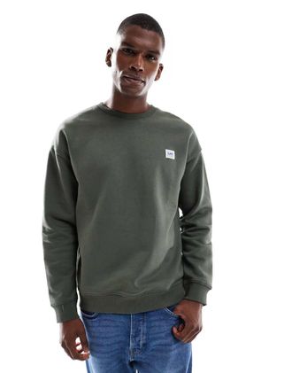 Lee Sweatshirt in Grün mit Workwear-Label