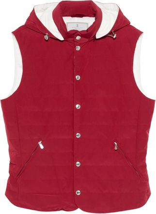 Brunello Cucinelli hooded zipped gilet - Rot