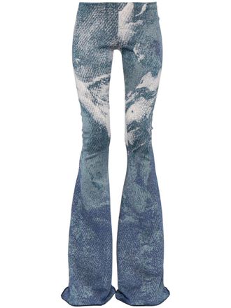 Roberto Cavalli pantalon &eacute;vas&eacute; &agrave; motif en jacquard - Bleu