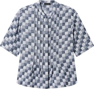 Emporio Armani Homme, Chemises, Gris, Taille: S Check Linen Gauze Shirt