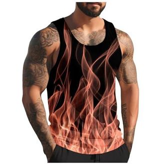 Generico T-shirt de sport d&eacute;t&eacute; d&eacute;contract&eacute; en coton avec imprim&eacute; Tie-Dye pour homme, orange, XXXL