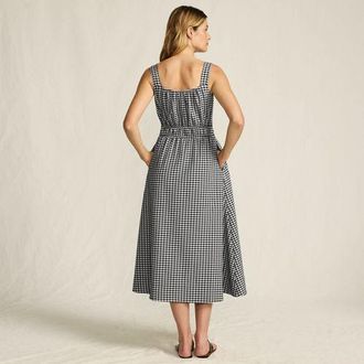 Lands End Gingham-Midikleid, Damen, Größe:42 regular, Schwarz, Baumwolle/Polyester/Polyester-Mischung, by Lands End