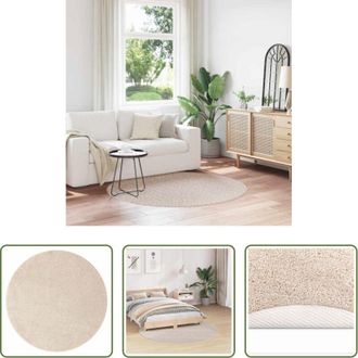 vidaXL Shaggy Teppich - Anti-Rutsch Shaggy Teppich Creme 160 x 160 cm PP