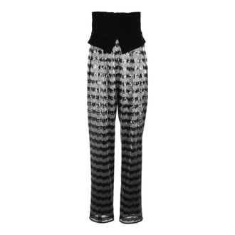 Emporio Armani Chino Total Paillettes - - Trousers - Damen - Grau - M