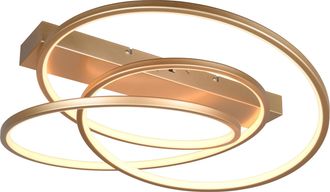 Trio Leuchten LED Deckenleuchte Darvin 649110179, Metall goldfarbig, inkl. 34 Watt LED, Lichtfarbe einstellbar, Switch Dimmer