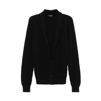 Tom Ford Homme, Pulls, Noir, Taille: XL Cotton Silk Shawl Collar Cardigan