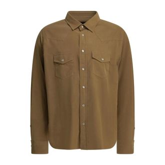 Tom Ford Chemise Western en velours c&ocirc;tel&eacute; b&eacute;b&eacute; - Homme - Chemises - Beige - Taille: 3XL