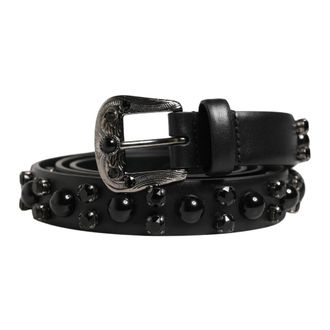 Dolce & Gabbana Calf Embellished Metal Buckle Belt - - Accessories - Herren - Schwarzk - ONE SIZE