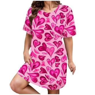 Generic Chemise De Nuit Femme Grande Taille Manche Courte Lingerie Mini Robe Nuit El&eacute;gant L&eacute;gers T Shirt De Nuit Sexy Chic Respirants Sleepwear &Agrave; Imprim&eacute; Conf
