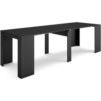Skraut Home Skraut Home - Table console extensible, Console meuble, 260, Pour 12 personnes, Table &agrave; Manger, Style moderne, Noir