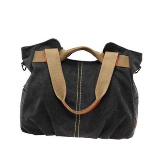 Garneck Sac à Main Femme Toile Noire Sac Shopping Pliable à Forte Capacité Décontracté et Réutilisable pour Courses et Usage Quotidien