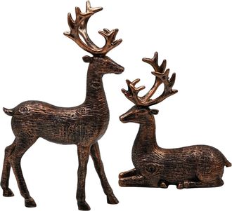 Generic Reindeer Christmas Decor - 2 Resin Figurines | 2-teiliges Resin Reindeer Figurines For Christmas Decor, Perfect For Holiday Parties, Bedroom, Living R