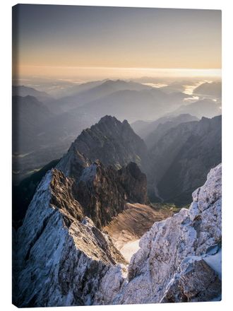Posterlounge Blick &uuml;ber die Alpen von der Zugspitze Leinwandbild von Andreas Wonisch 50 x 70 cm Wandbilder Wanddeko