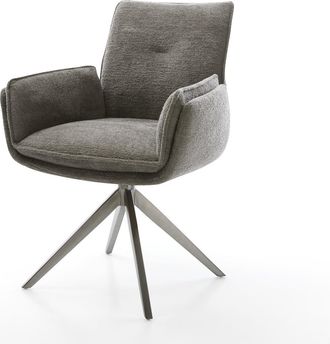 DELIFE Drehstuhl Nela-Flex Boucl&eacute; Soft Schlamm Kreuzgestell breit Graphit 360&deg; drehbar Wippfunktion, Esszimmerst&uuml;hle