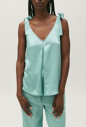 Claudie Pierlot Top satiné vert deau