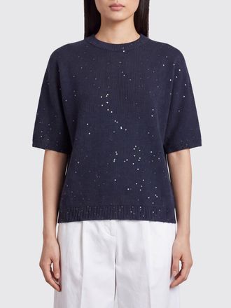 Brunello Cucinelli Pull &agrave; encolure en V en cachemire et soie rehauss&eacute; de sequins