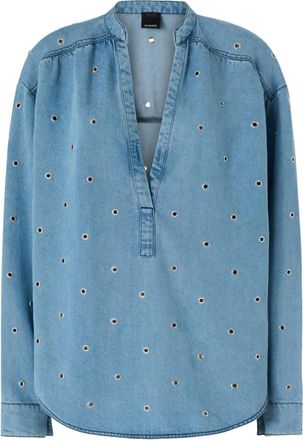 Pinko haut &agrave; col v et &agrave; oeillets - Bleu