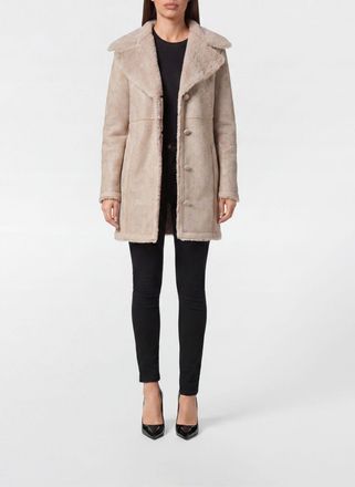 Philipp Plein Einreihiger Shearling-Mantel mit Strass-Hexagon-Logo