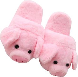 BESTONZON Pantoufles Chaudes en Peluche Rose de Cochon pour Femmes Semelle Antidérapante Résistante Taille Unique 35-38 Pantoufles dIntérieur Confortables et Is