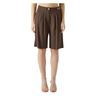 Just Cavalli Femme, Shorts, Brun, Taille: 38 FR Bermuda en lin m&eacute;lang&eacute;