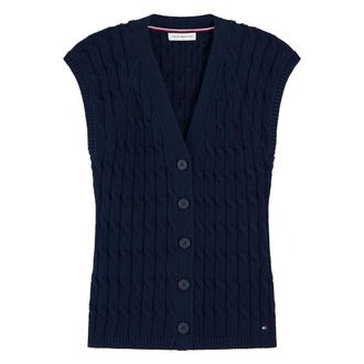 Tommy Hilfiger MID GG Cable Vest Cardi - - Jackets - Damen - Blau - M