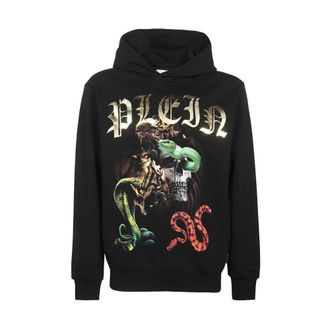 Philipp Plein Maxi Print Baumwoll-Hoodie - - Sweatshirts & Hoodies - Herren - Schwarzk - 2XL