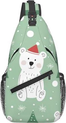 Generic Sac &agrave; dos de voyage &agrave; bandouli&egrave;re motif arbre de No&euml;l ours polaire pour homme