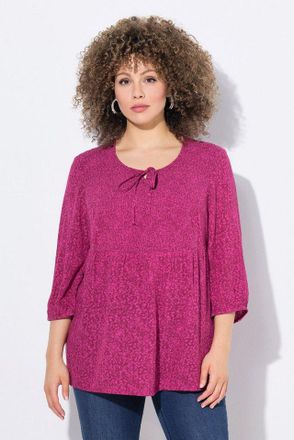 Ulla Popken Druckbluse Smokbluse Punkte A-Linie Rundhals 3/4-Arm