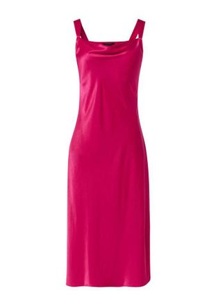 Comma Midikleid Kleid Satinkleid mit Wasserfall-Ausschnitt