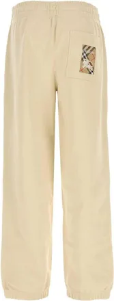 Burberry Womens Sand Cotton Joggers Nutmeg Exterior: Pantaloni Trousers