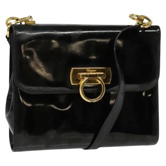Ferragamo Sac bandouli&egrave;re en &eacute;mail Pre-owned - Femme - Pre-owned - Noir - Taille: ONE Size