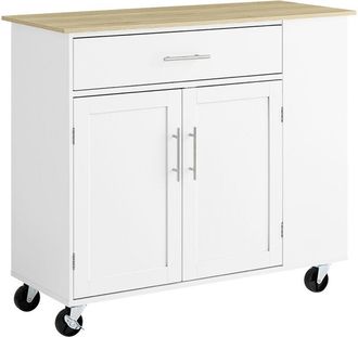 SoBuy SoBuy Mobiles K&uuml;cheninsel - Servierwagen mit Rollen mit Arbeitsfl&auml;che und Schublade f&uuml;r Esszimmer oder Au&szlig;enk&uuml;che, Wei&szlig;, 99&times;40&times;85 cm, FKW133-WN