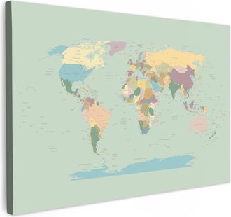 MuchoWow © Leinwandbilder Groß 120x80 cm XXL Wall Art Decoration Bilder für die Wand Schlafzimmer Deko Canvas Painting Wanddekoration Wohnzimmer Weltkarte - Re