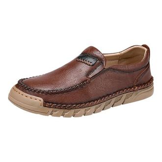 Generic Mocassins en cuir pour homme - Antid&eacute;rapants et respirants - Faciles &agrave; porter sans lacets - Grande taille - Pour lint&eacute;rieur et lext&eacute;rieur, marron, 39 
