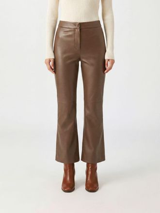 Max Mara S Max Mara Pantalon &eacute;vas&eacute; Sublime en cuir de veau lisse &agrave; taille mi-haute