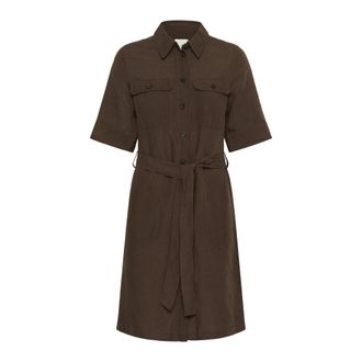 Part Two Hemdkleid mit G&uuml;rtel und Taschen - - Dresses - Damen - Braun - XL