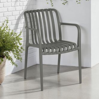 IDIMEX Gartenstühle TULIPANO im 6er Set aus hochwertigem Kunststoff in grau. Wetterfest, stapelbar, UV-beständiges Material für Garten, Balkon & Terrasse