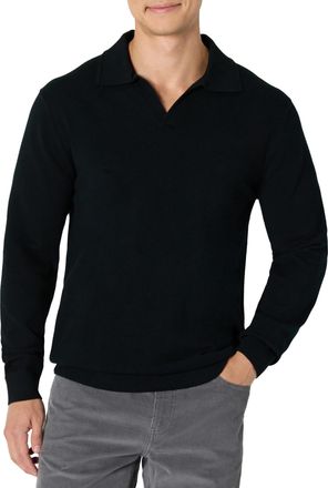 Amazon Essentials Herren Langarm-Polopullover aus Strick, Regular Fit, Schwarz, XXL