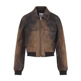 Miu Miu Gewachste Wildlederjacke - - Jackets - Damen - Braun - M