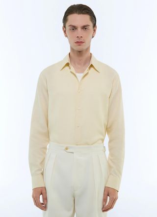 Fursac Chemise &agrave; col hirondelle en lin et coton - Taille XL - Homme