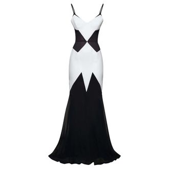 John Richmond Langes Kleid mit geometrischem Kontrastmuster - - Dresses - Damen - Schwarzk - 2XS