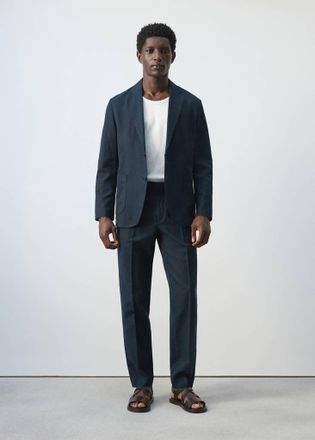 Mango Slim-Fit-Hose aus Leinen-Lyocell-Mix marineblau - Herren - 38 - MANGO MAN