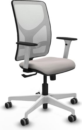 Piqueras y Crespo Schreibtischstuhl aus wei&szlig;em Kunstleder, mit wei&szlig;en und schwarzen Armlehnen, h&ouml;henverstellbare Lendenwirbelst&uuml;tze, 3 Positionen, Wei&szlig; / Wei&szlig;