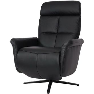 Hhg Relaxsessel HHG 378, Design Fernsehsessel TV-Sessel Liegesessel, Liegefunktion drehbar, Voll-Leder schwarz