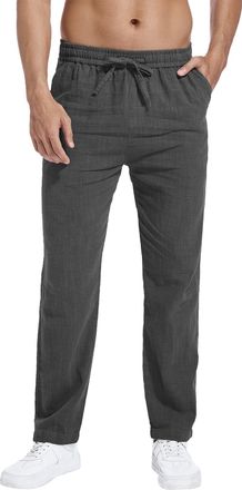 Hoerev Freizeithose aus Leinen und Baumwolle - Atmen Sie auf mit Einer leichten Strandhose,DunkelGrau,3XL